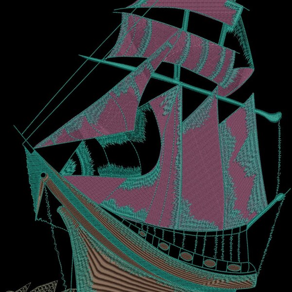 Ship Embroidery - Etsy