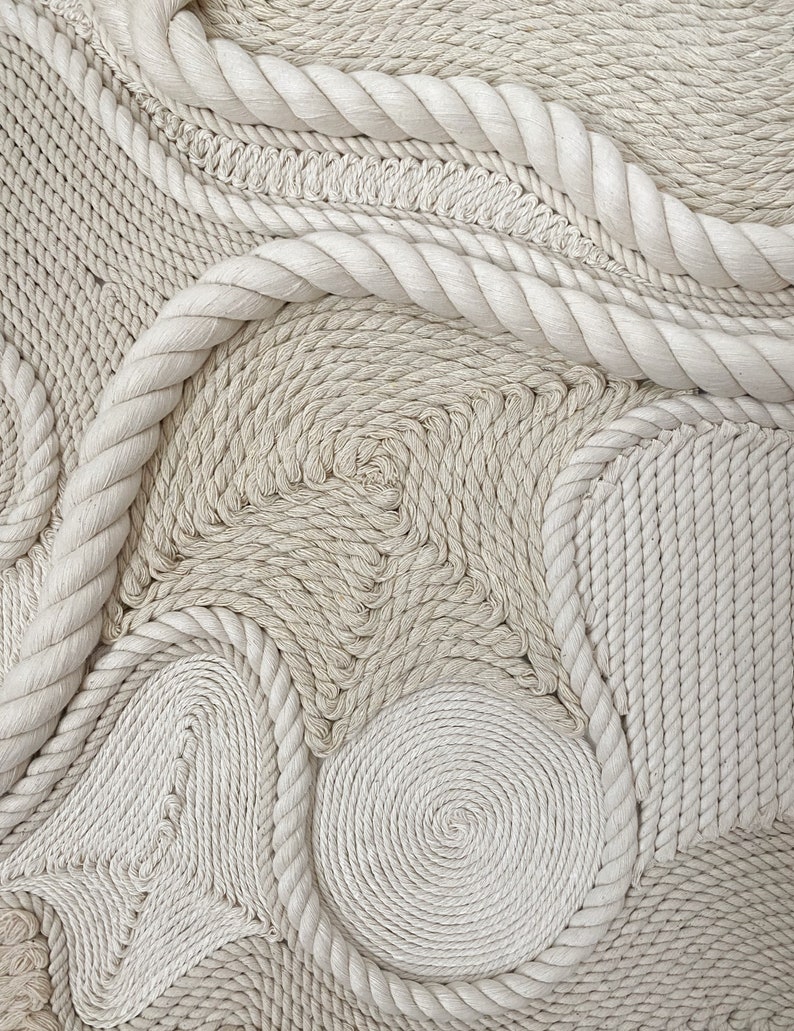 Fiber Art Wall Hanging, Handmade, Natural Cotton Rope - Etsy