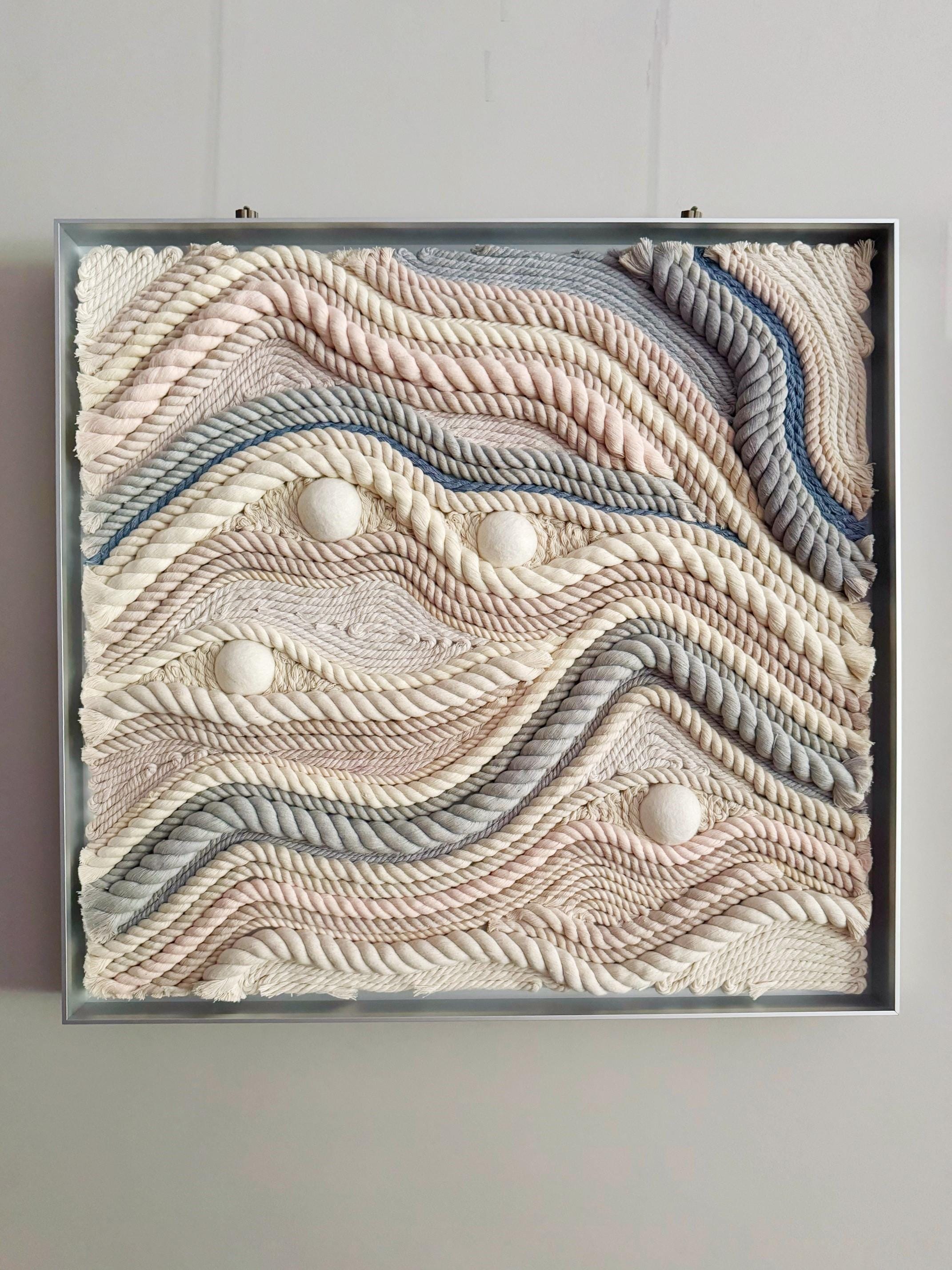 Fiber Art Wall Hanging: Triptych Cotton Rope, Modern Home Decor - Etsy
