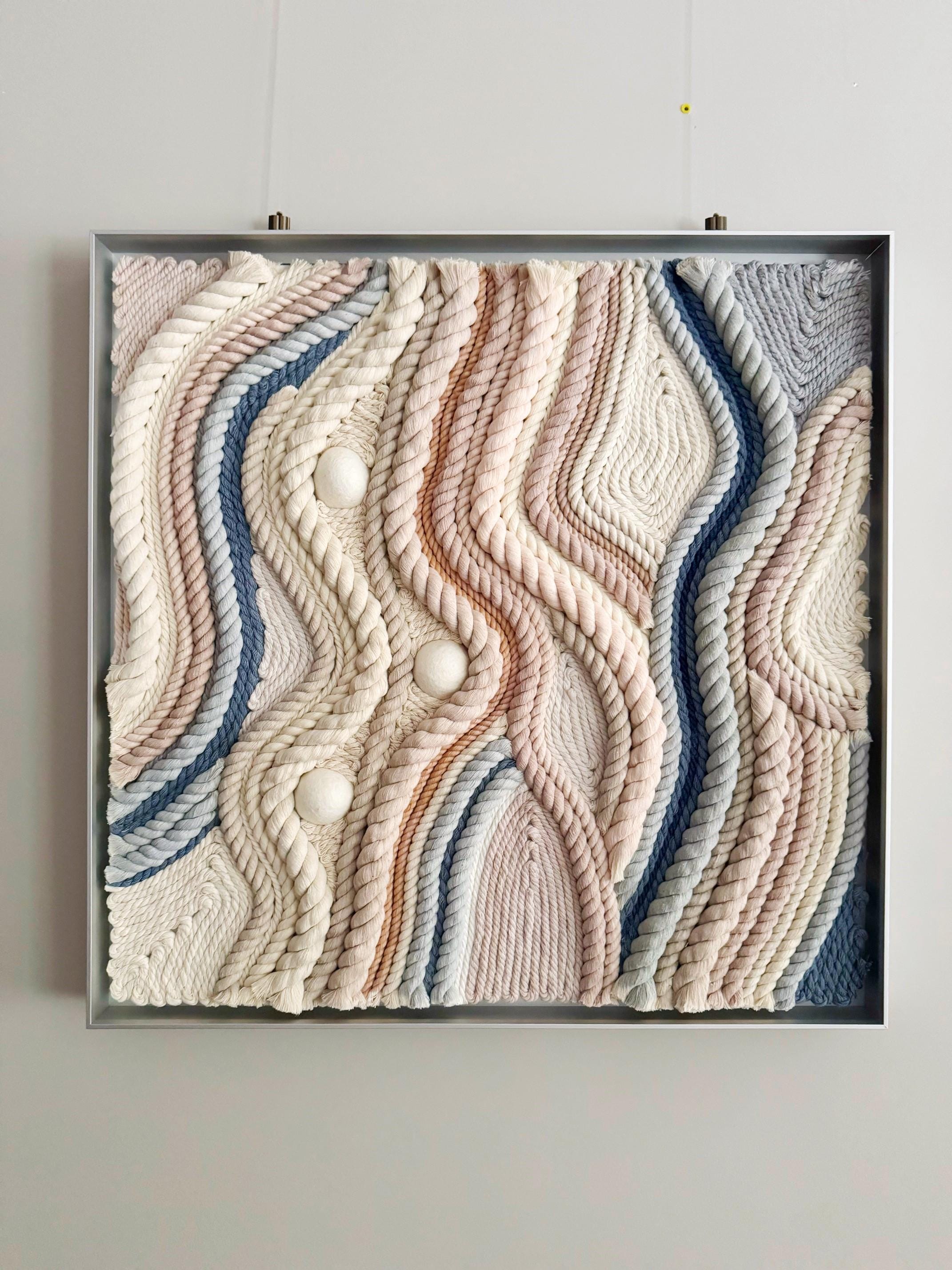 Fiber Art Wall Hanging: Triptych Cotton Rope, Modern Home Decor - Etsy