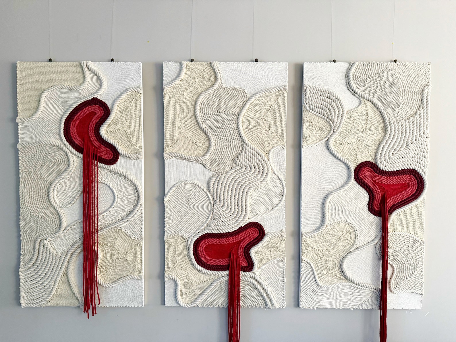 Bleeding Hearts __ Fiber Art Wall Hanging, Contemporary Art for Modern ...