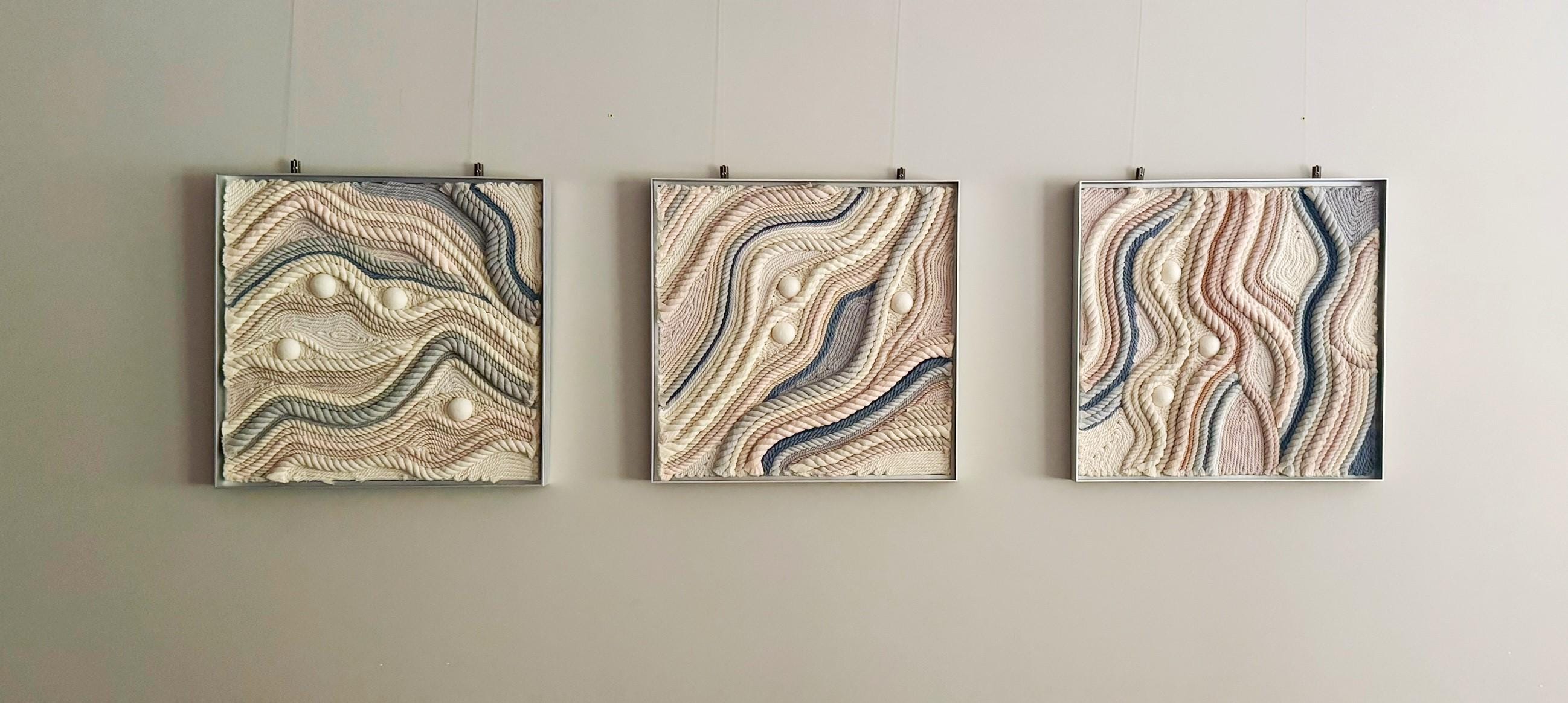 Fiber Art Wall Hanging: Triptych Cotton Rope, Modern Home Decor - Etsy