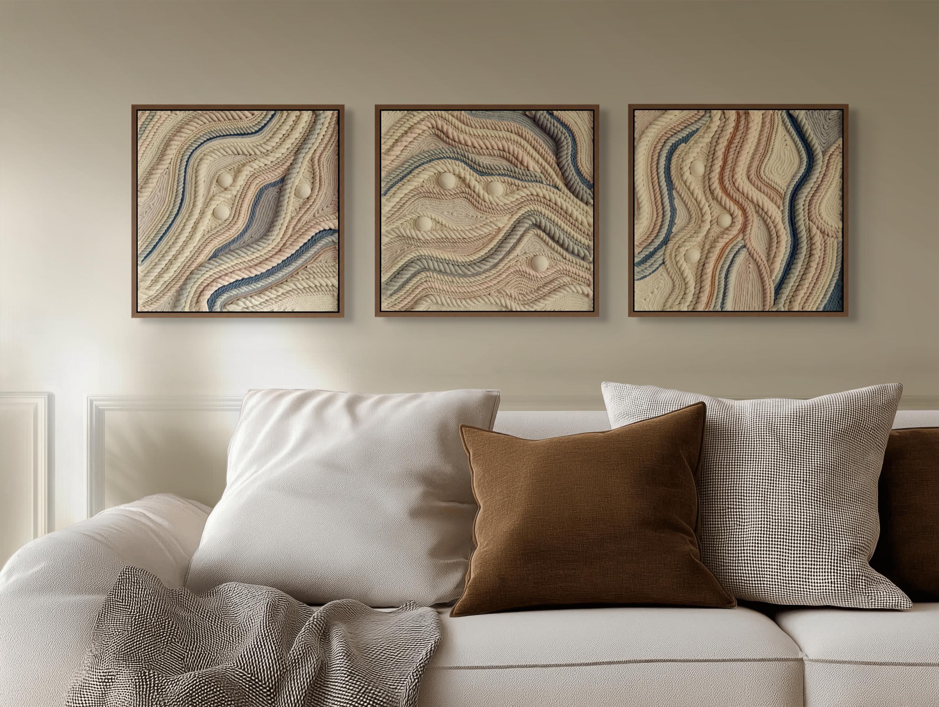 Fiber Art Wall Hanging: Triptych Cotton Rope, Modern Home Decor - Etsy
