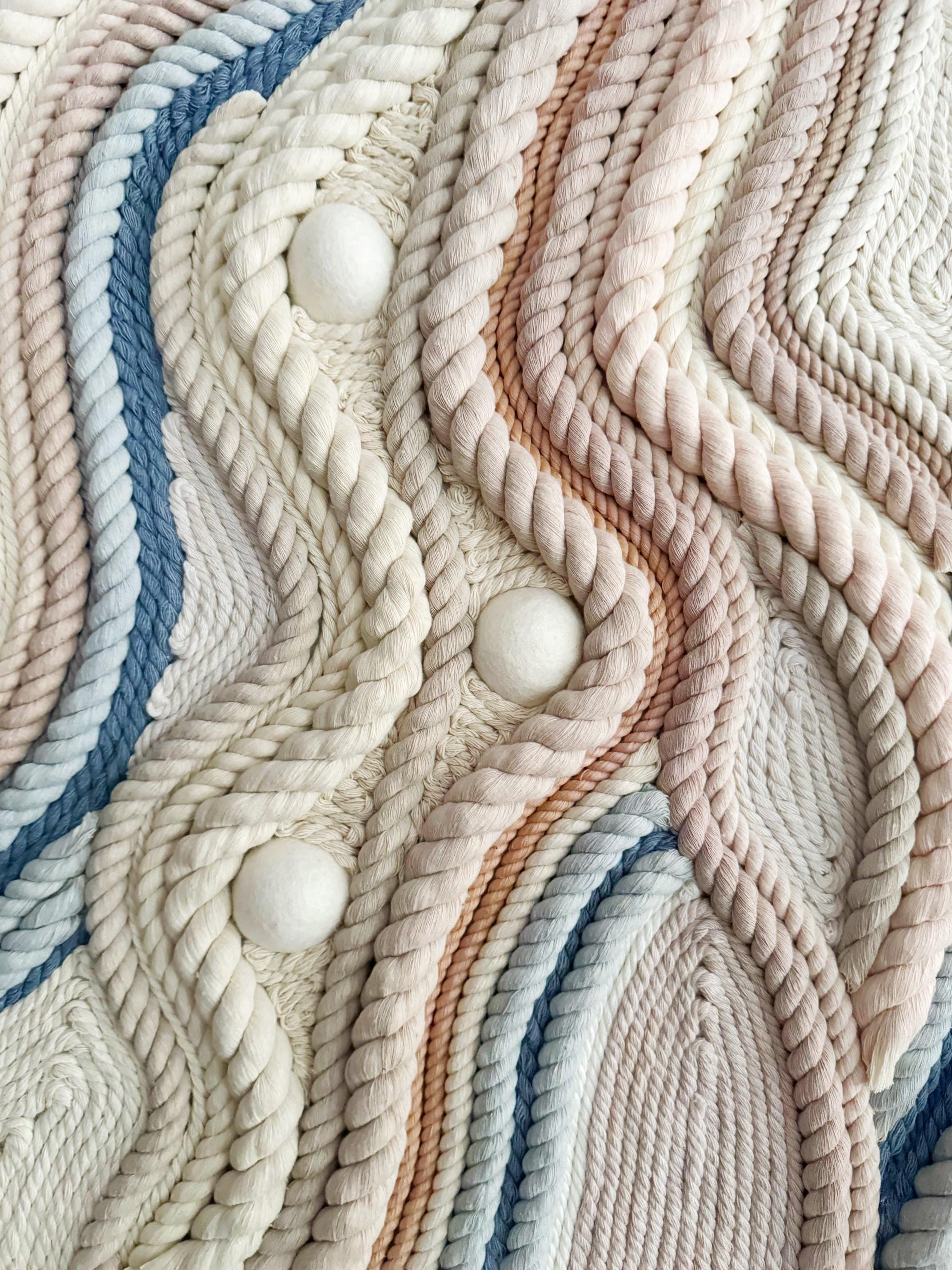 Fiber Art Wall Hanging: Triptych Cotton Rope, Modern Home Decor - Etsy