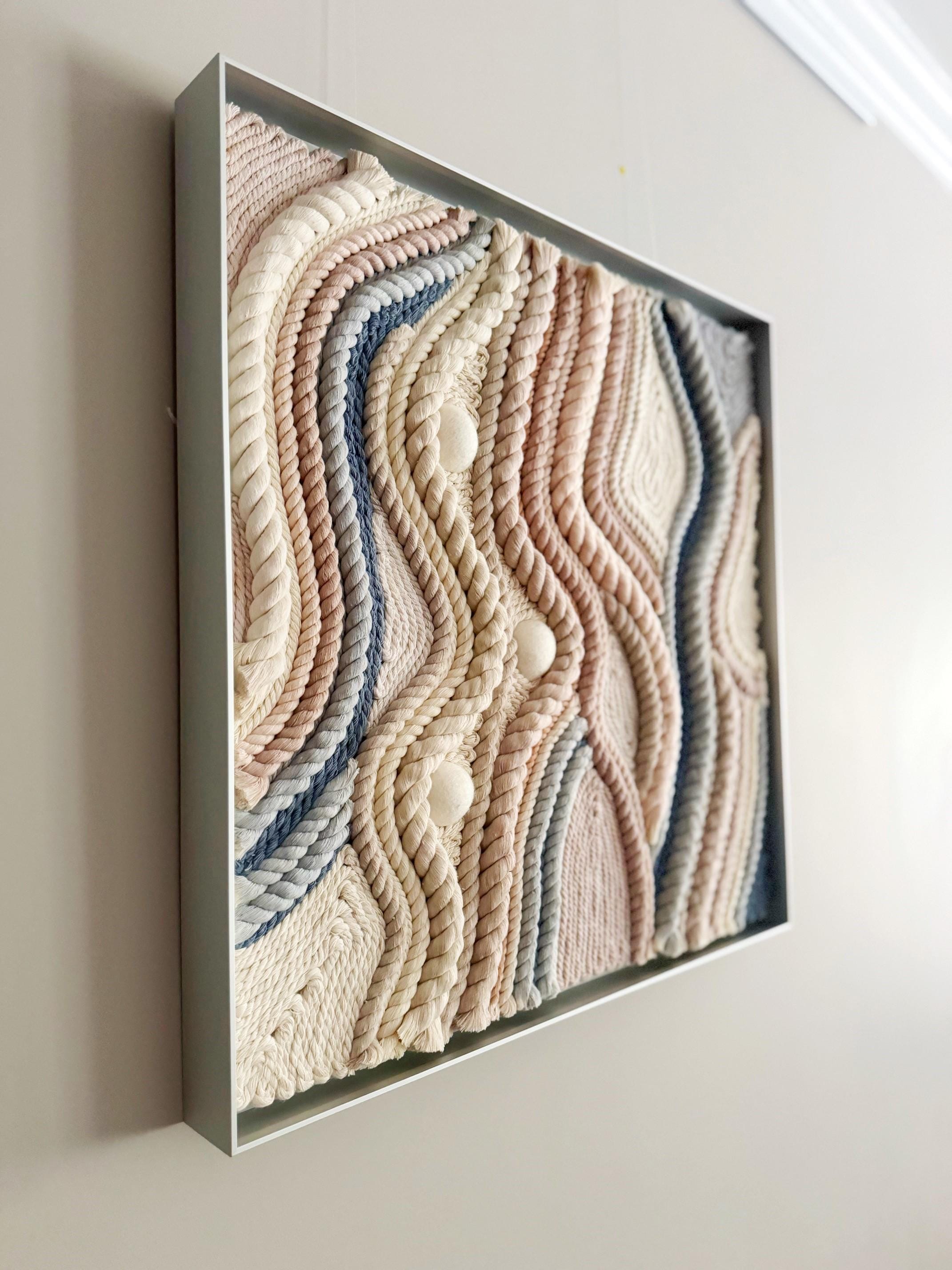 Fiber Art Wall Hanging: Triptych Cotton Rope, Modern Home Decor - Etsy