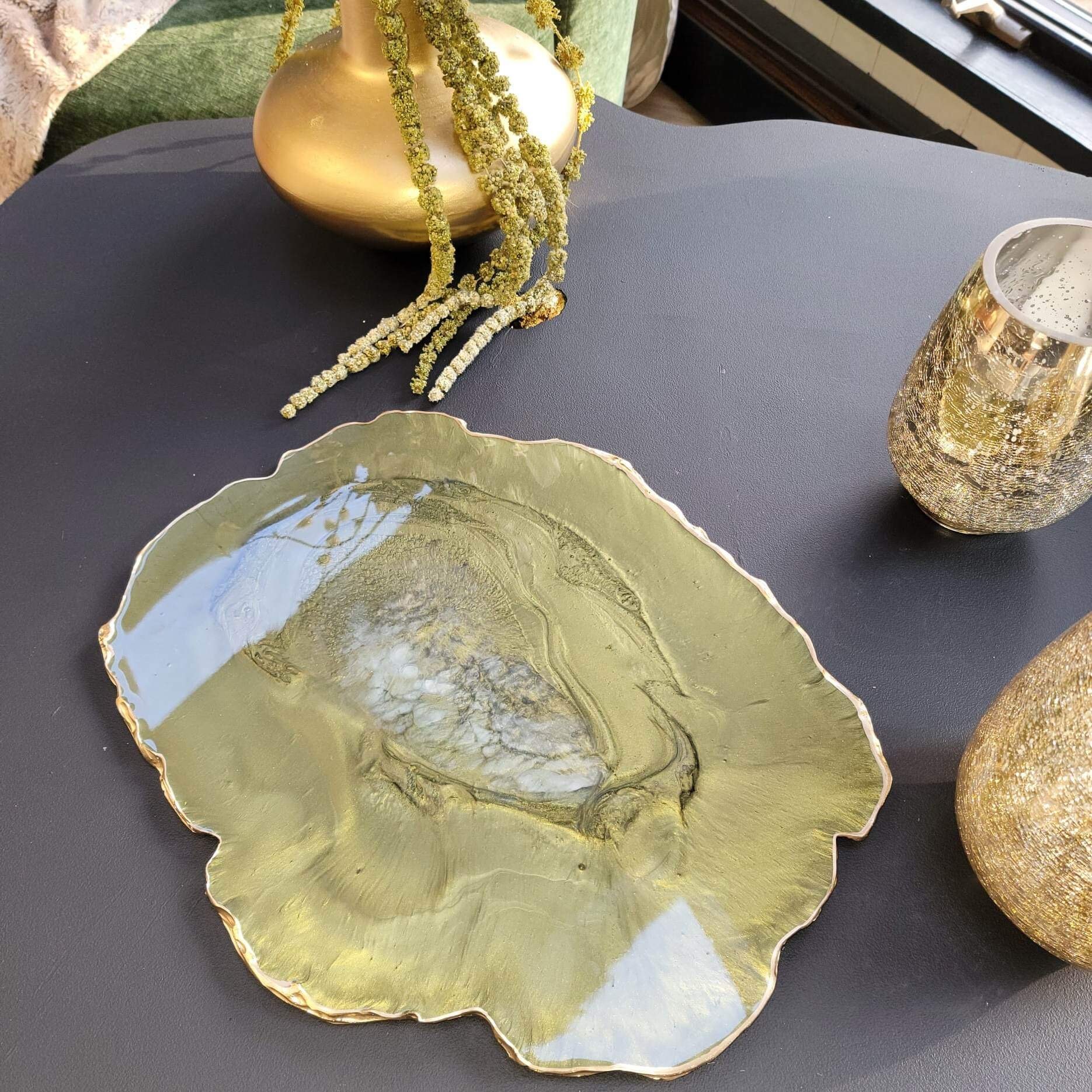 Custom Made, Geode Inspired Resin Accent Tray, Home Decor, Display Tray ...