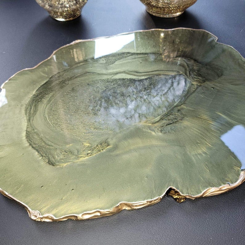 Custom Made, Geode Inspired Resin Accent Tray, Home Decor, Display Tray, Extra Large Sturdy ...