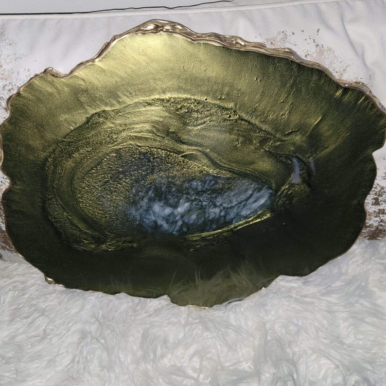 Custom Made, Geode Inspired Resin Accent Tray, Home Decor, Display Tray, Extra Large Sturdy ...