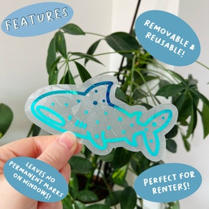 Wally the Whale Shark Suncatcher Decal // Rainbow Window Cling, Shark ...