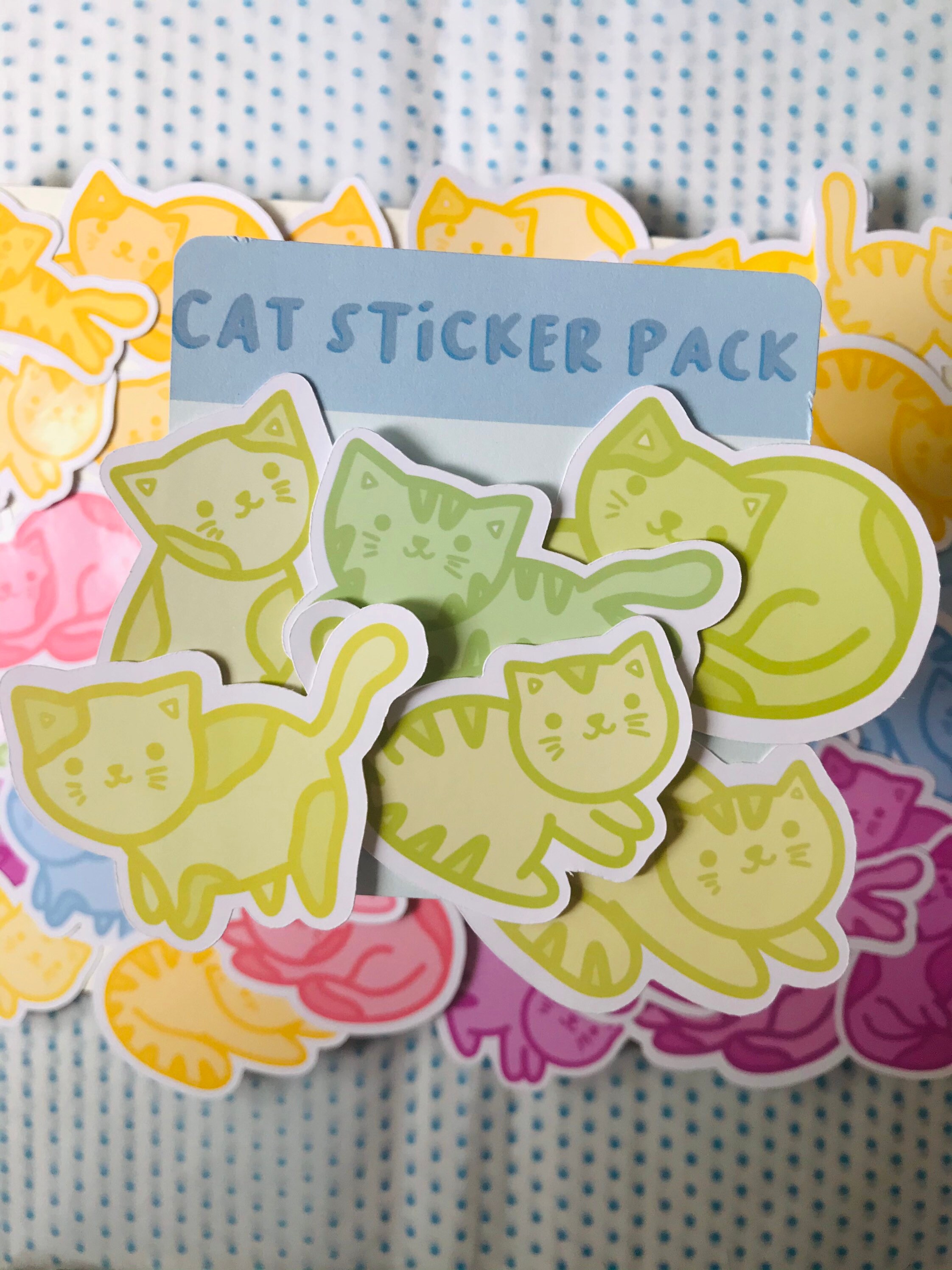 Cat Sticker Packs Sticker Sets Cats Cute Stickers Pastel - Etsy