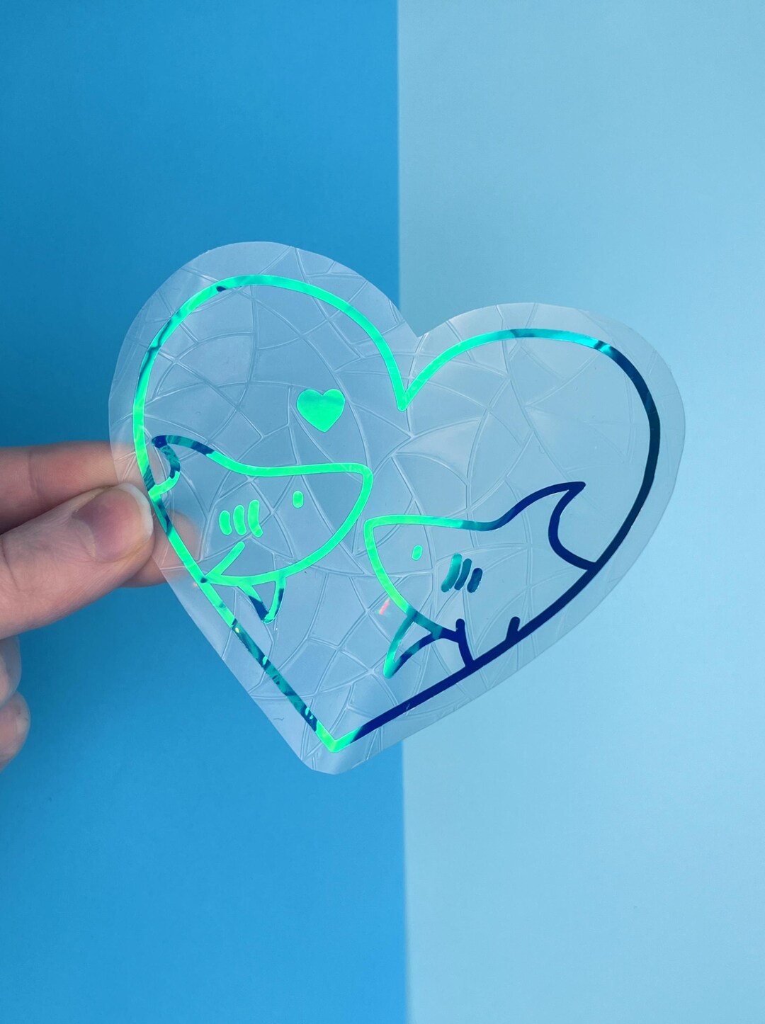 Sharks in Love Suncatcher // Window Decal, Suncatcher Sticker, Rainbow ...