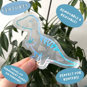 Clive the Dino Suncatcher // Window Decal, Suncatcher Sticker, Rainbow ...