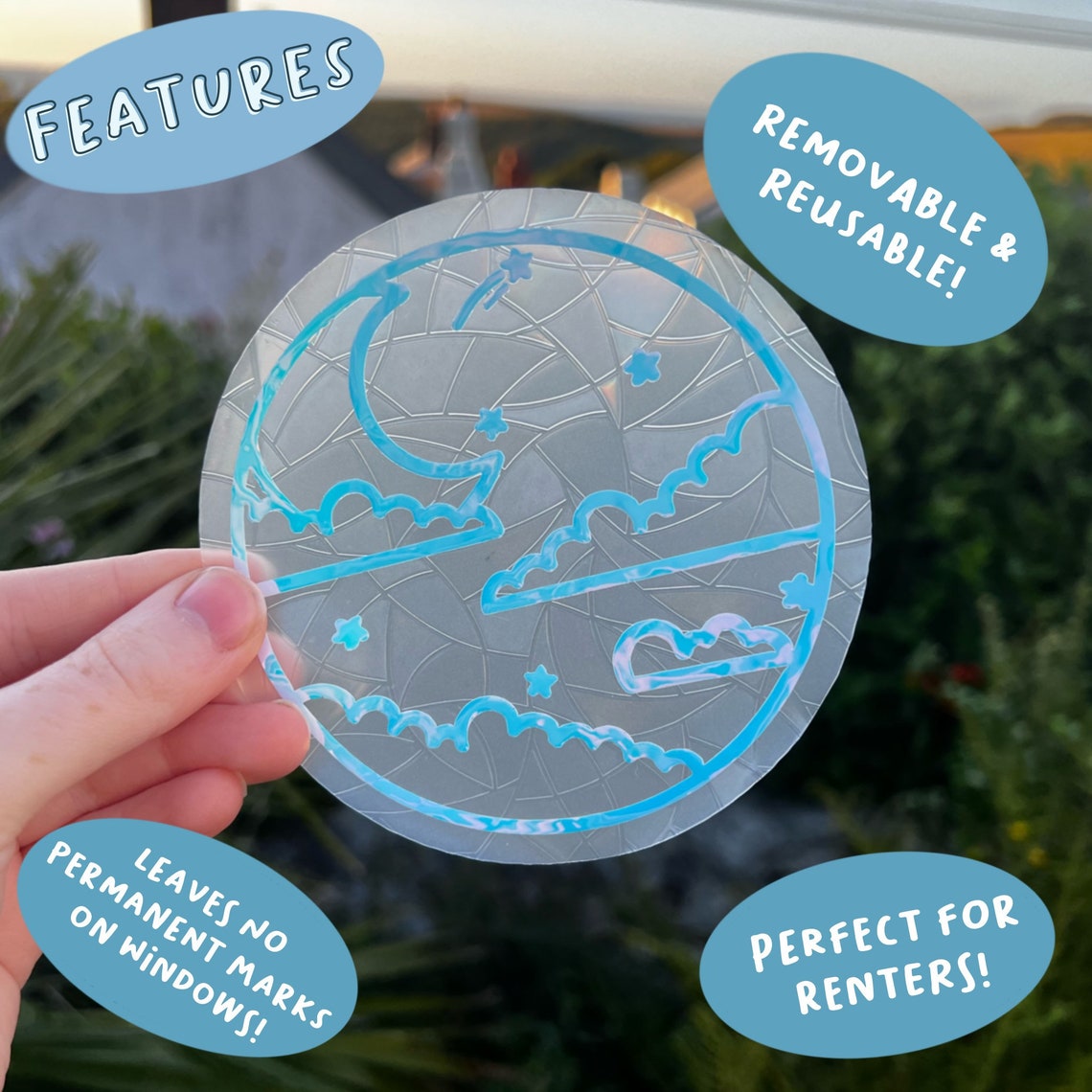 Night Sky Suncatcher // Suncatcher Sticker Window Decal - Etsy
