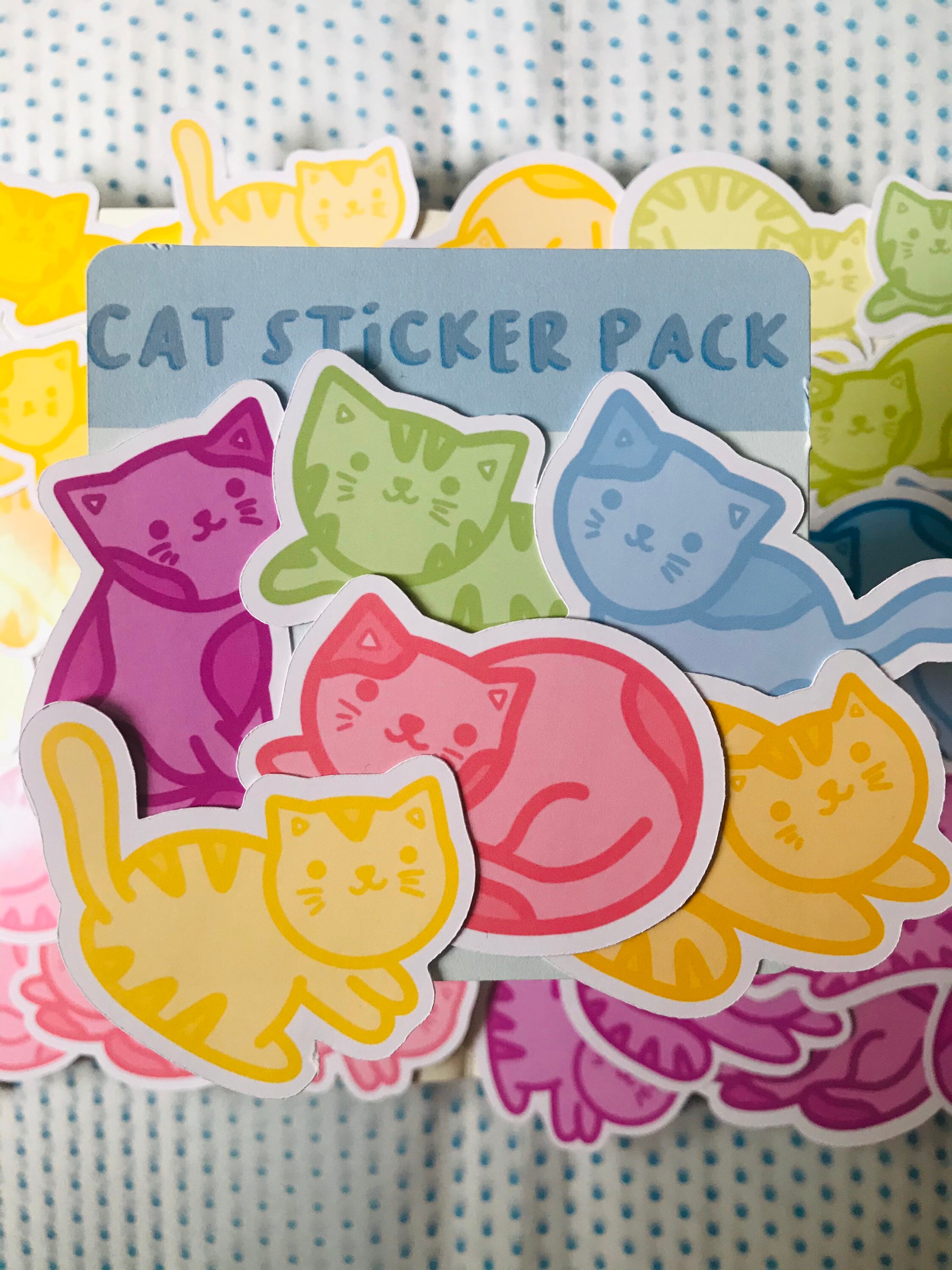 Cat Sticker Packs Sticker Sets Cats Cute Stickers Pastel - Etsy