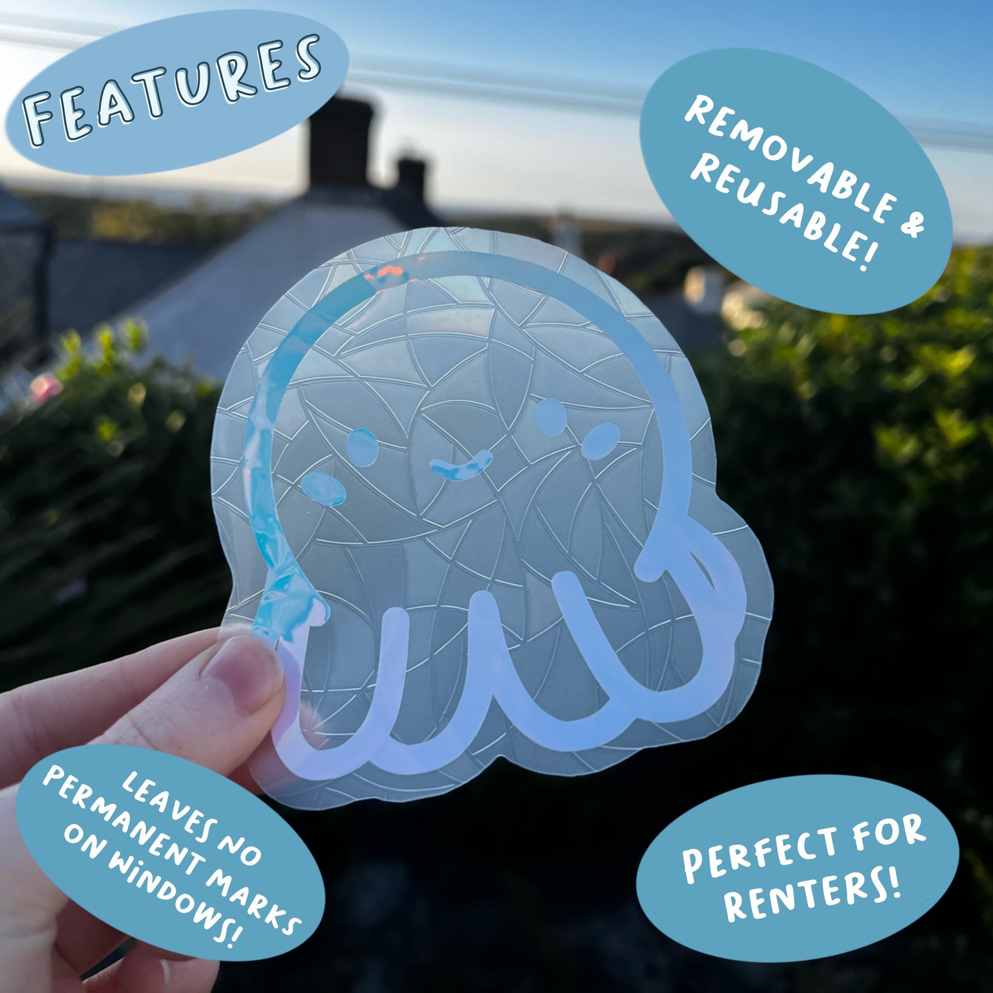 Octopus Suncatcher // Window Decal Suncatcher Sticker - Etsy