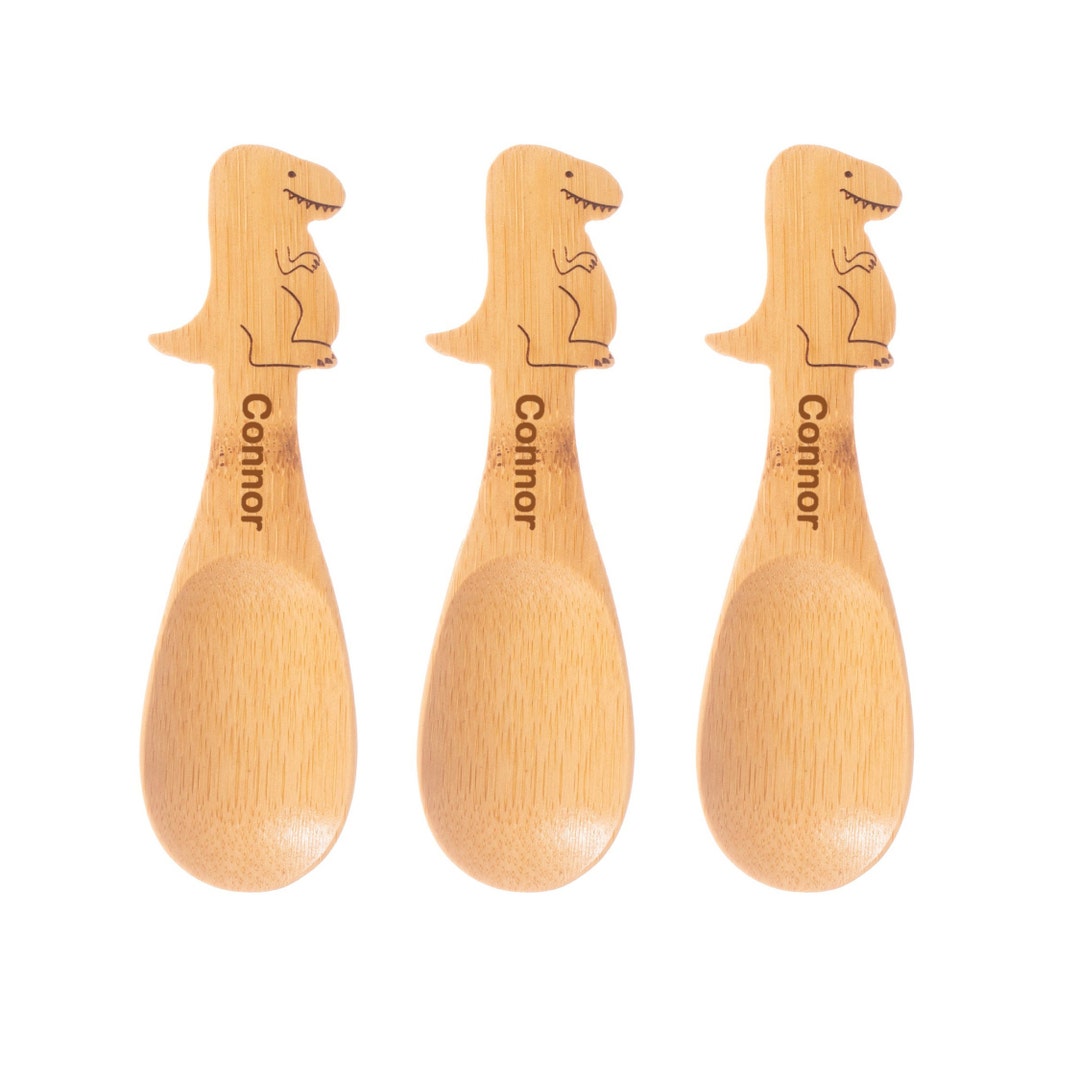 Sass & Belle Personalised T-rex Bamboo Spoons Set of 3 - Etsy