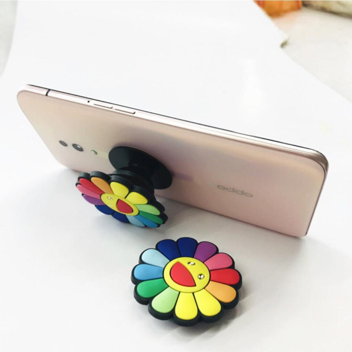 Rainbow Flower Pop Socket / Rainbow Flower Phone Grip Holder / | Etsy