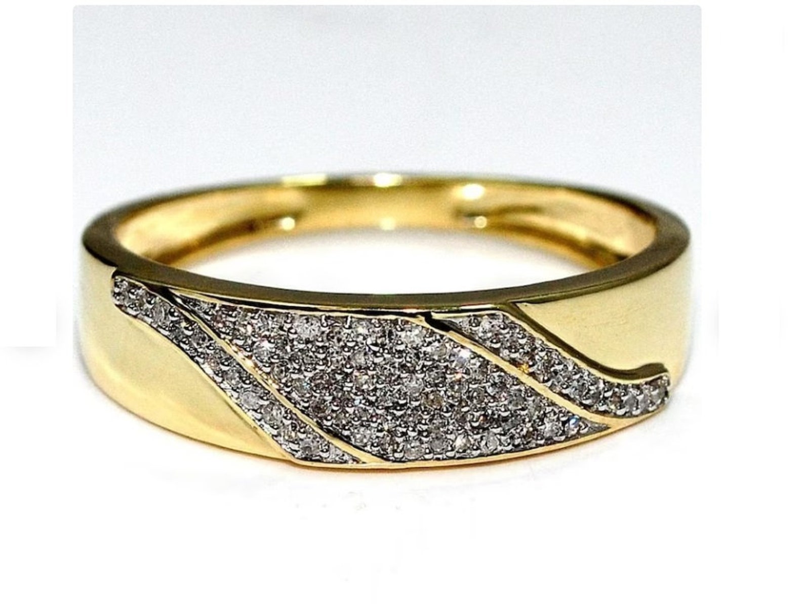 Yellow Gold Plated Trio Ring Set: Sterling Silver CZ Wedding Jewelry - Etsy