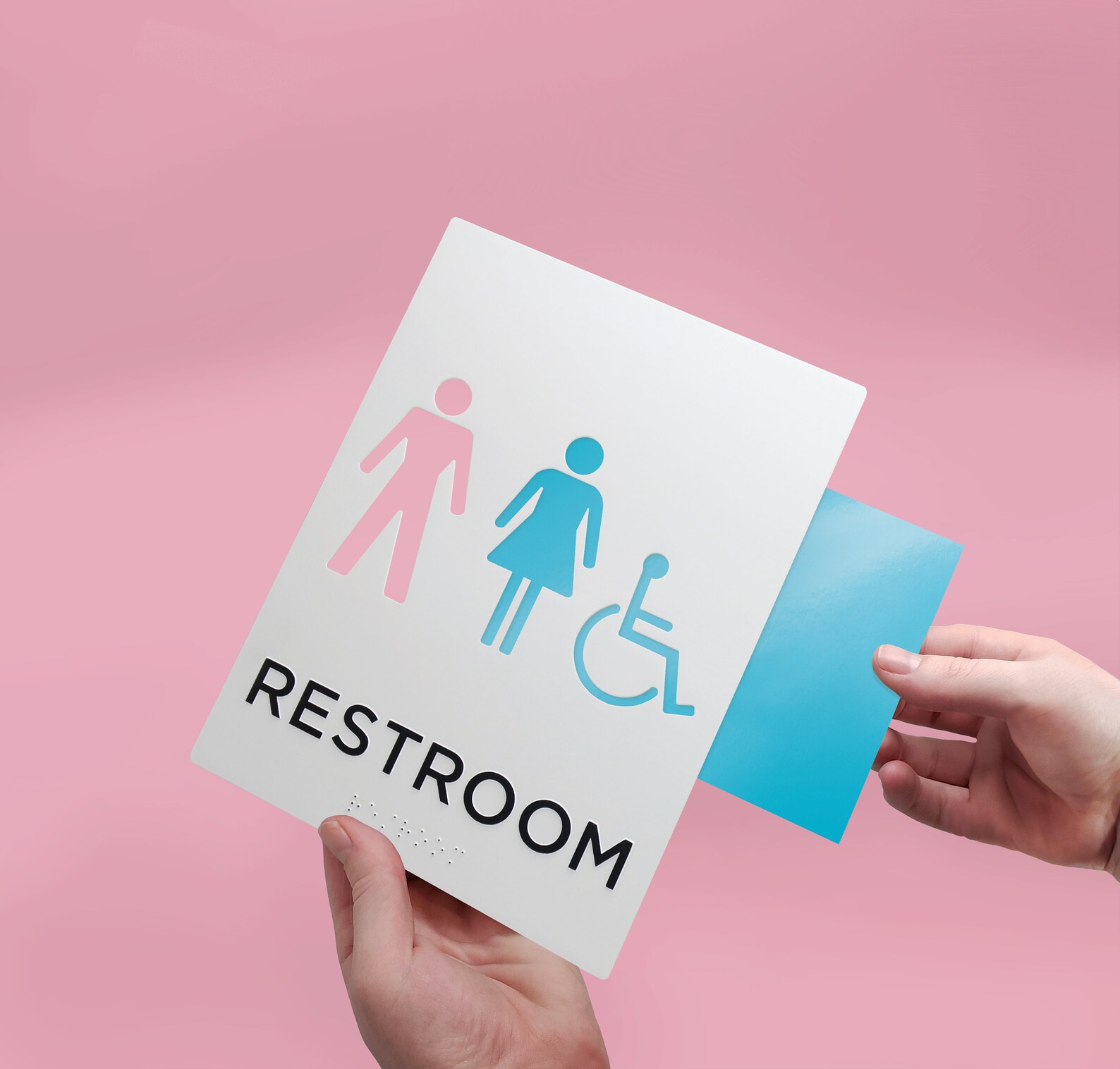 ADA Braille Restroom Sign - the Basics Cutaway With Customizable Insert ...