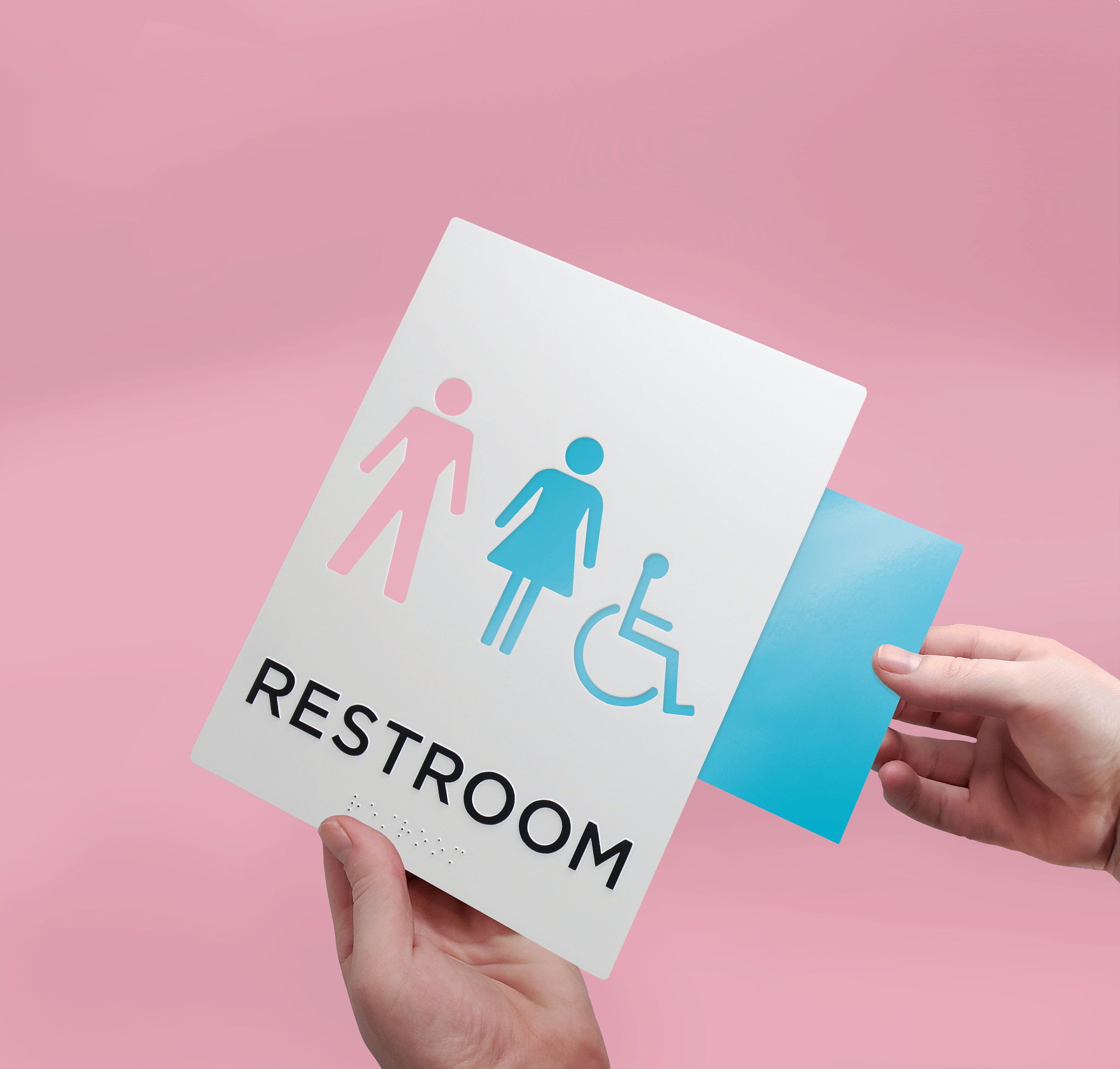 ADA Braille Restroom Sign - the Basics Cutaway With Customizable Insert ...