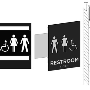 ADA Braille Restroom Sign - the Basics Cutaway With Customizable Insert ...