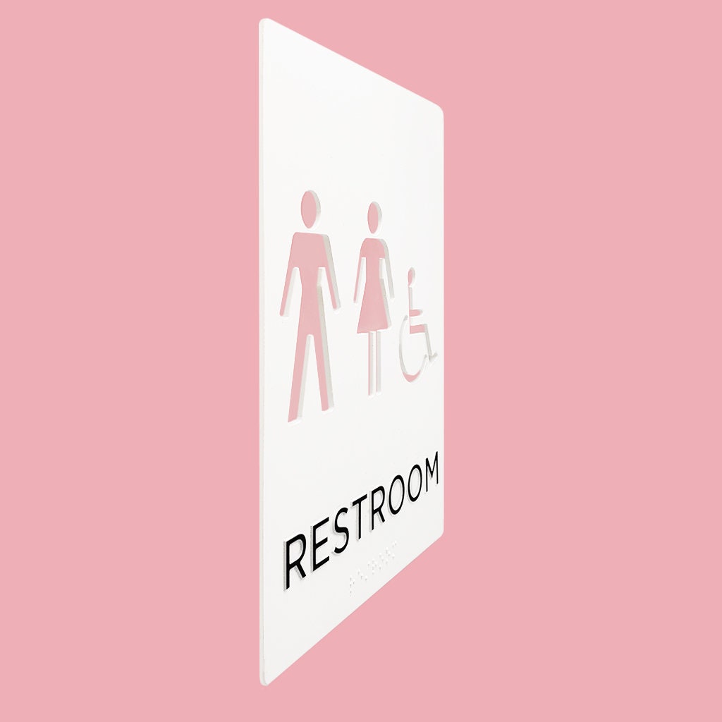 ADA Braille Restroom Sign - the Basics Cutaway With Customizable Insert ...