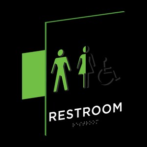 ADA Braille Restroom Sign - the Basics Cutaway With Customizable Insert ...