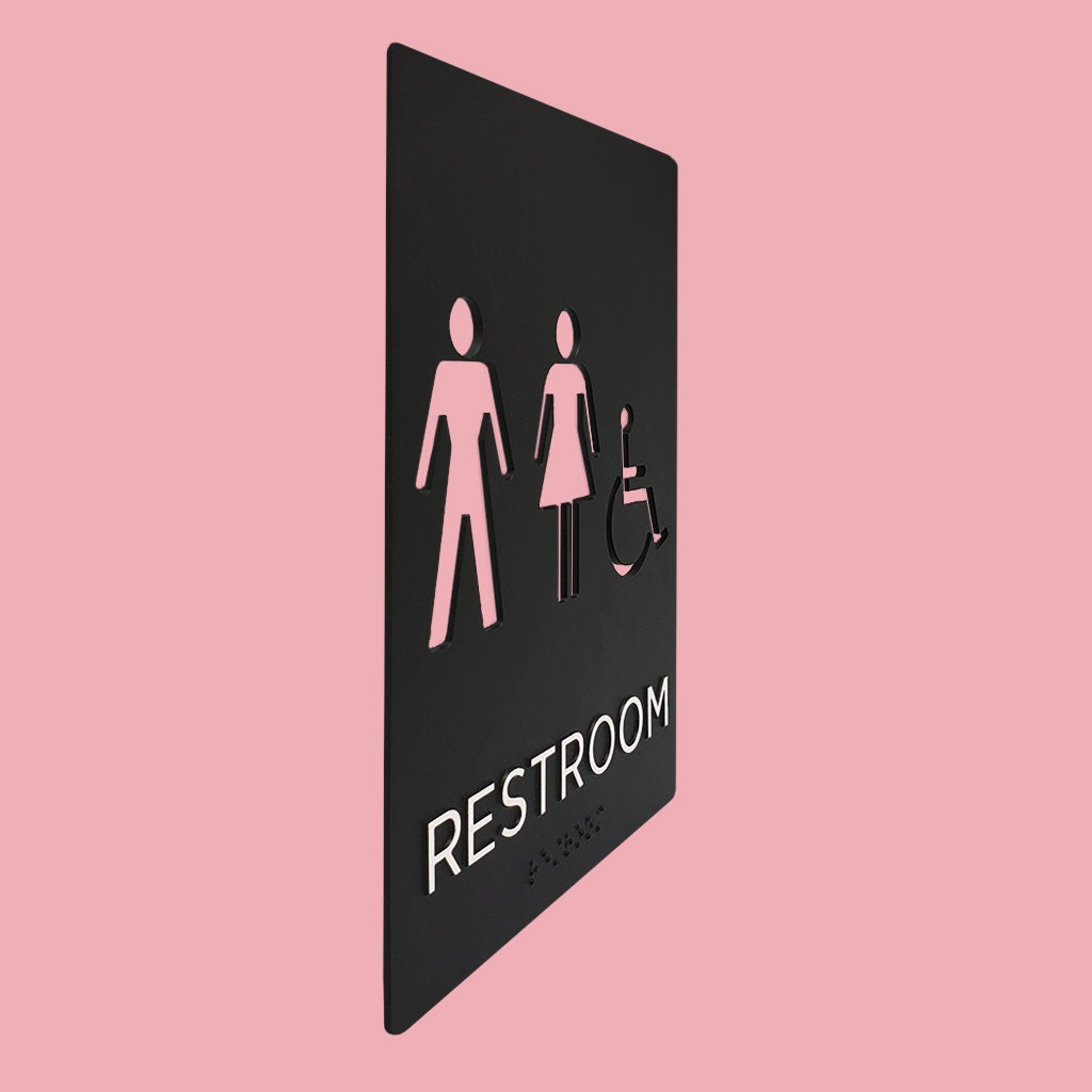 ADA Braille Restroom Sign - the Basics Cutaway With Customizable Insert ...