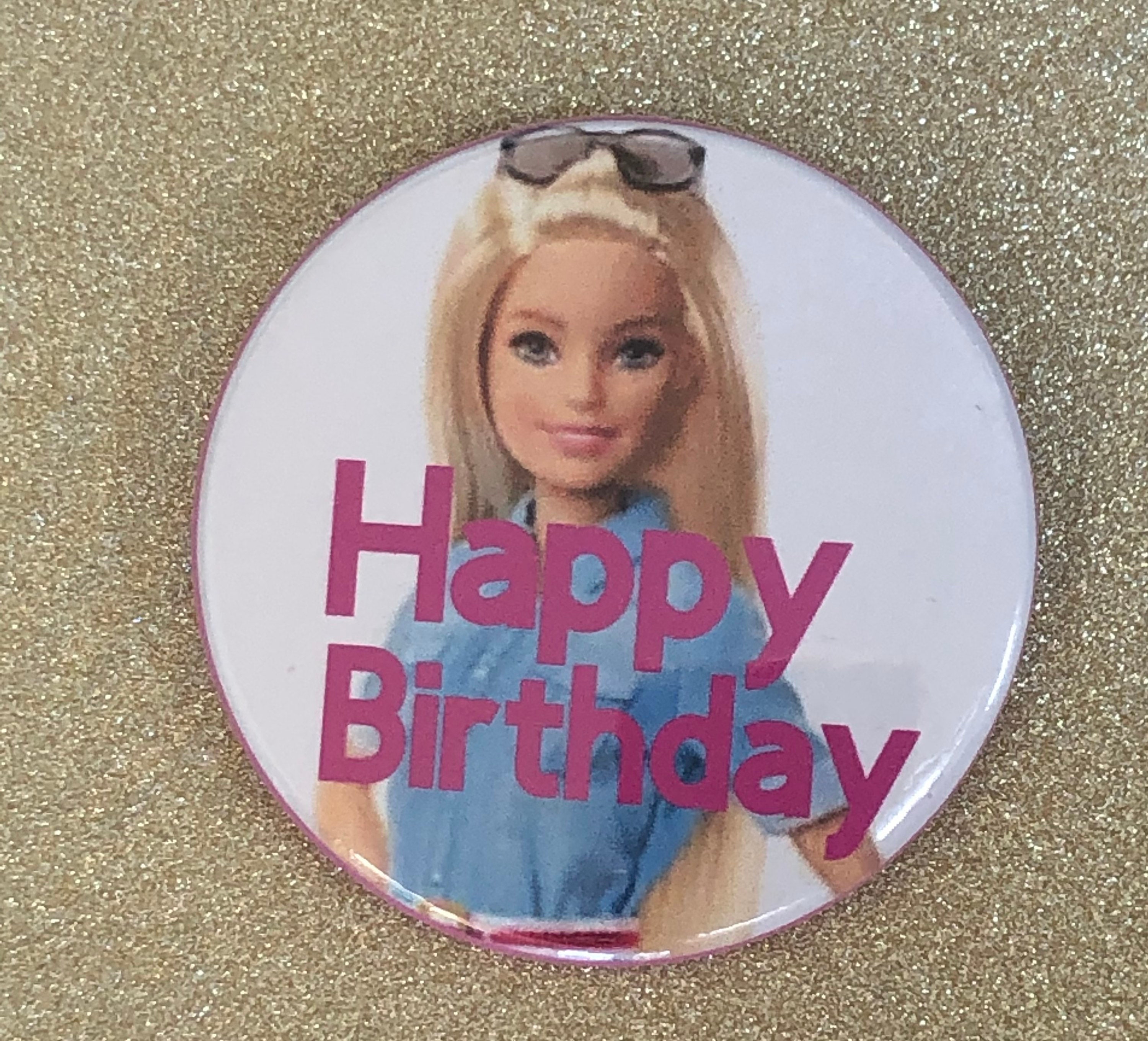Barbie Happy Birthday pin badge. 5.9cm | Etsy