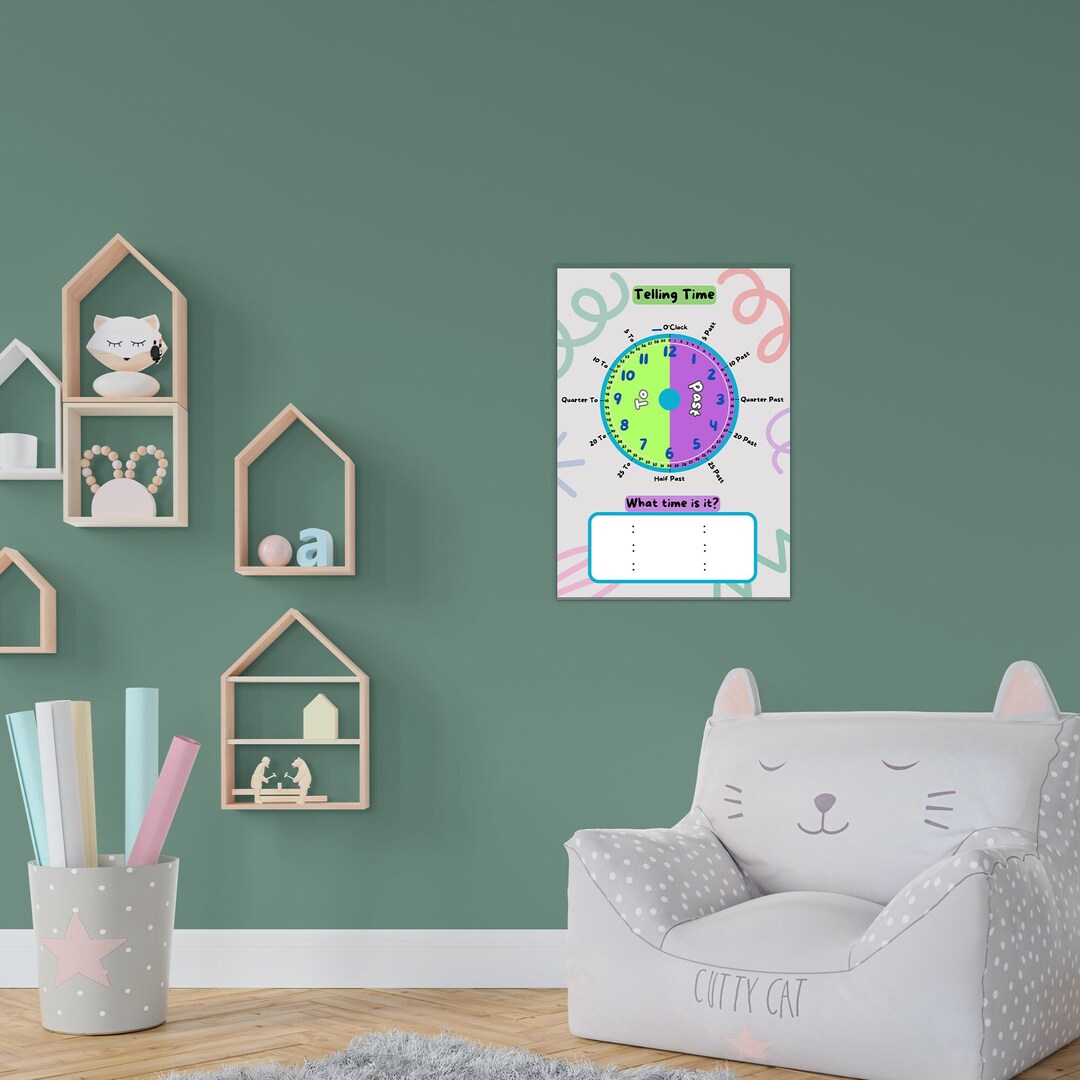 Telling Time A3 Wall Chart Kids Clock Poster KS1 Kids - Etsy España