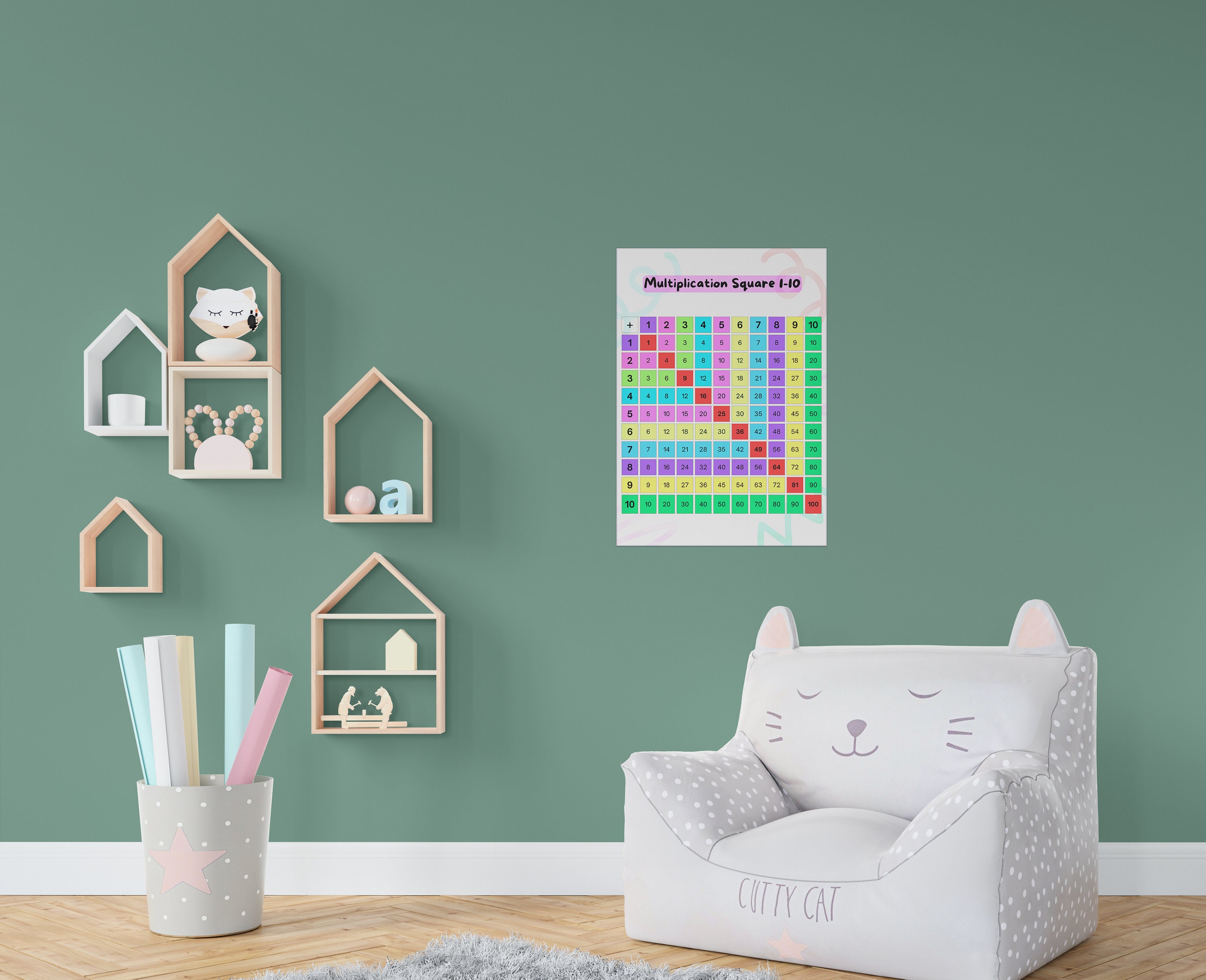1-10 Maths Multiplication Square A3 Wall Chart, Kids Times Table Poster ...