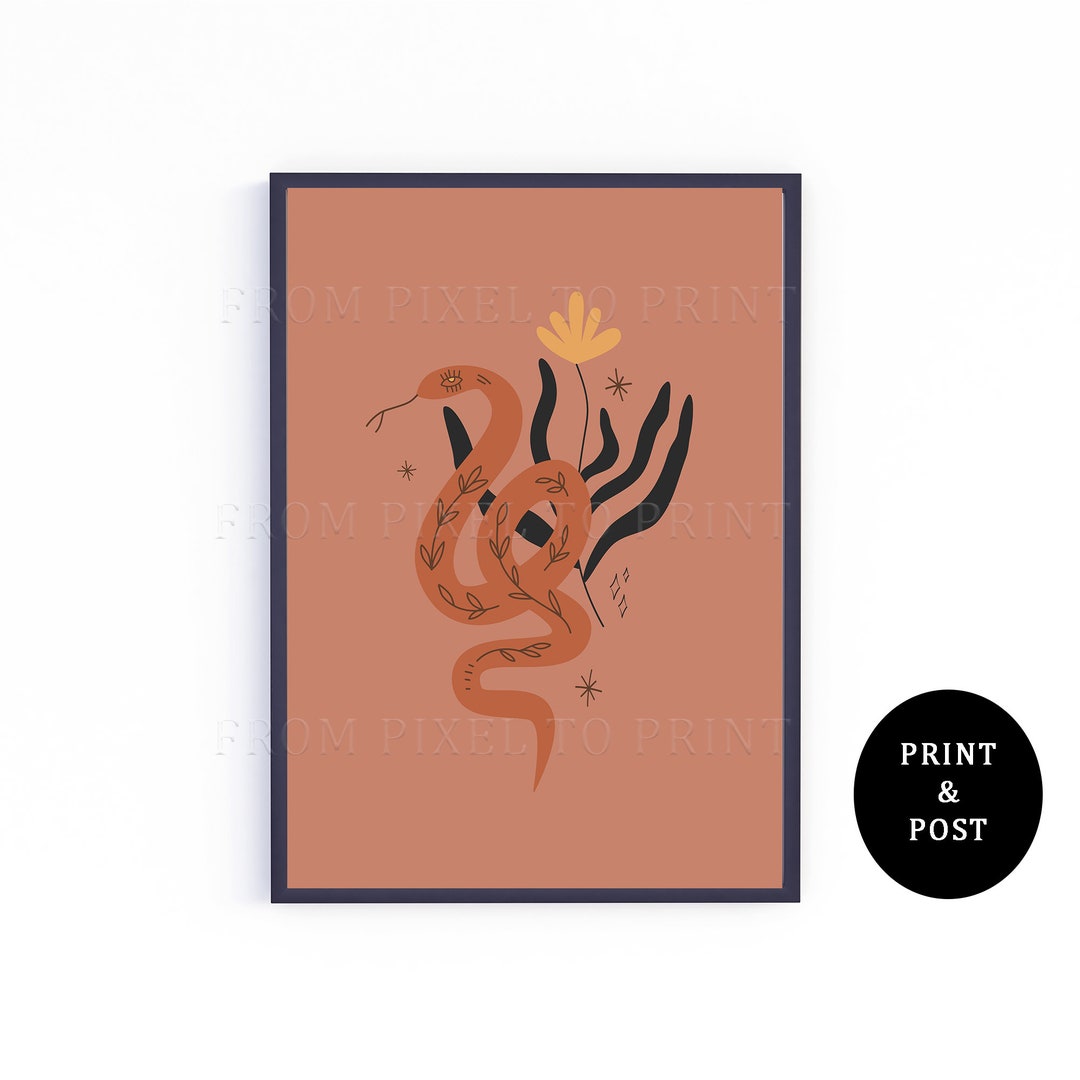 187. Boho Wildflower Snake - Indie Boho Southwestern Art - A3, A4, A5 ...