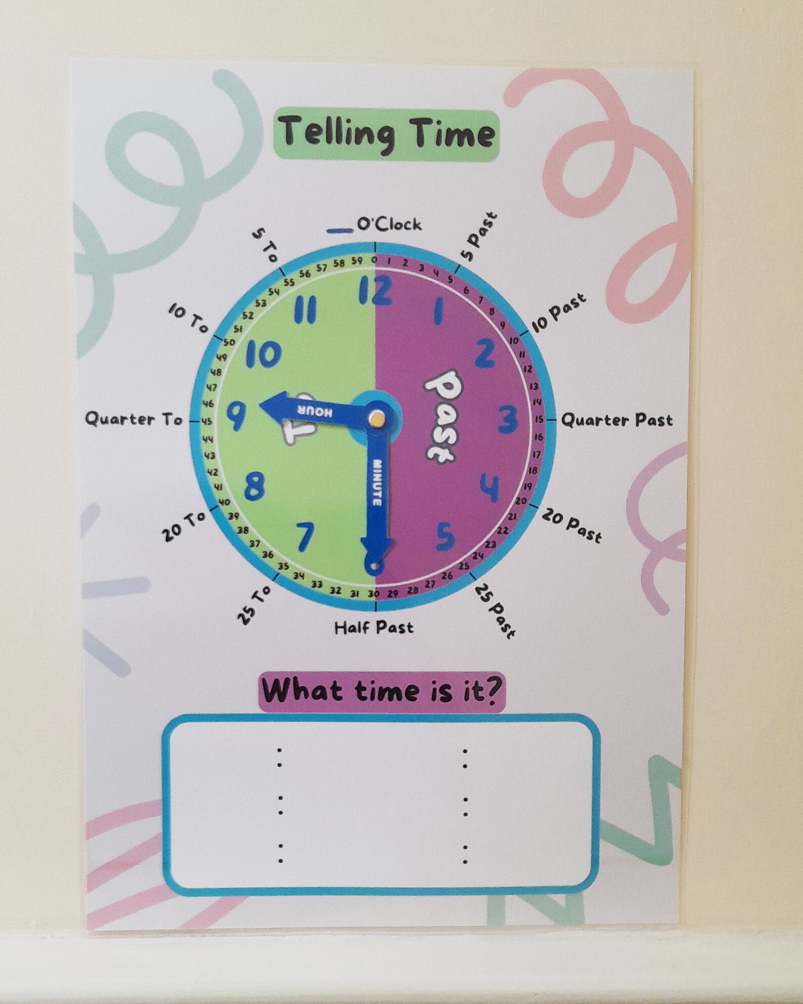 Telling Time A3 Wall Chart Kids Clock Poster KS1 Kids - Etsy Canada