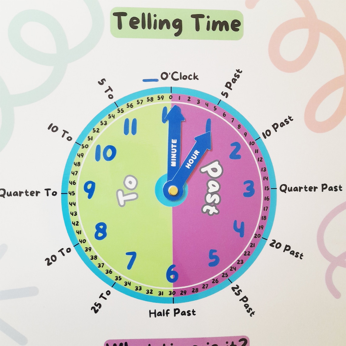 Telling Time A3 Wall Chart Kids Clock Poster KS1 Kids - Etsy Canada