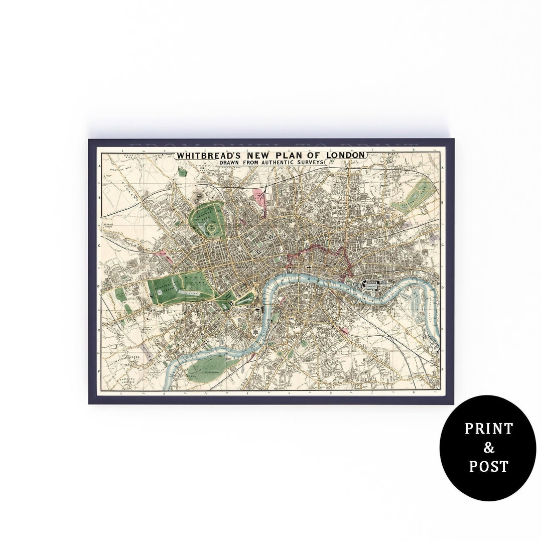205. Whitbread's New Plan of London by J. Whitbread 1853 A3, A4, A5 ...