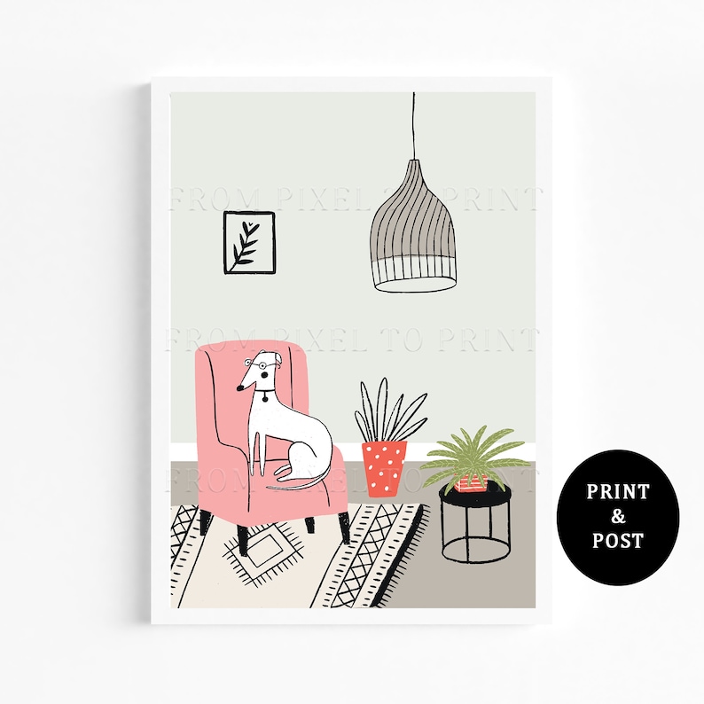 75. Scandi Dog Print MCM Dog Lovers Illustration Art Print - Etsy