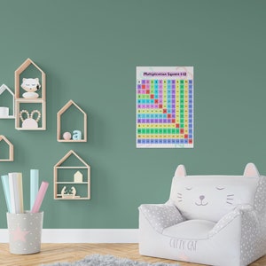 1-12 Maths Multiplication Square A3 Wall Chart, Kids Times Table Poster ...