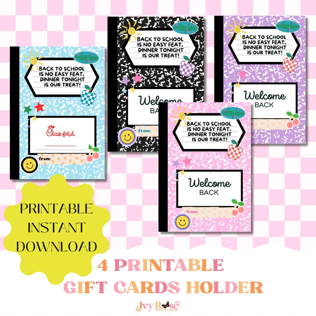 Teacher Appreciation Gift Card Holder: Back to School Printable (PNG ...