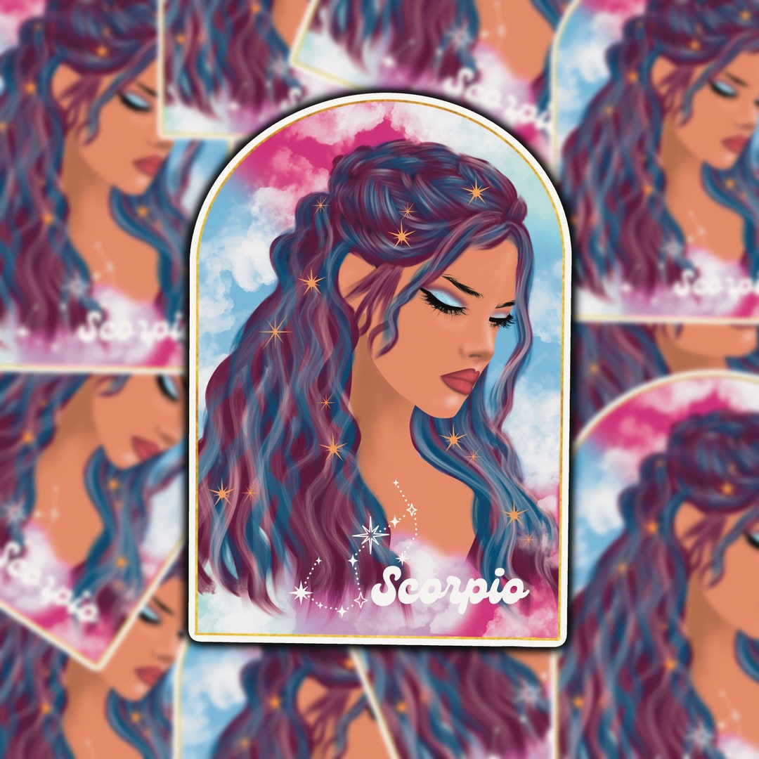 Scorpio Zodiac Goddess Sticker: Waterproof Vinyl Astrology Illustration ...