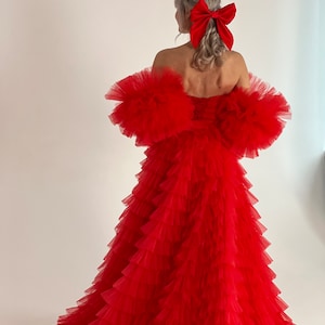 Red Long Dress.fire Dress for a Photo Shoot,endless Fluffy Trail,lots ...