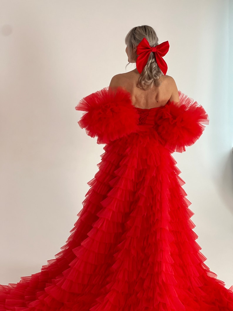 Red Long Dress.fire Dress for a Photo Shoot,endless Fluffy Trail,lots ...