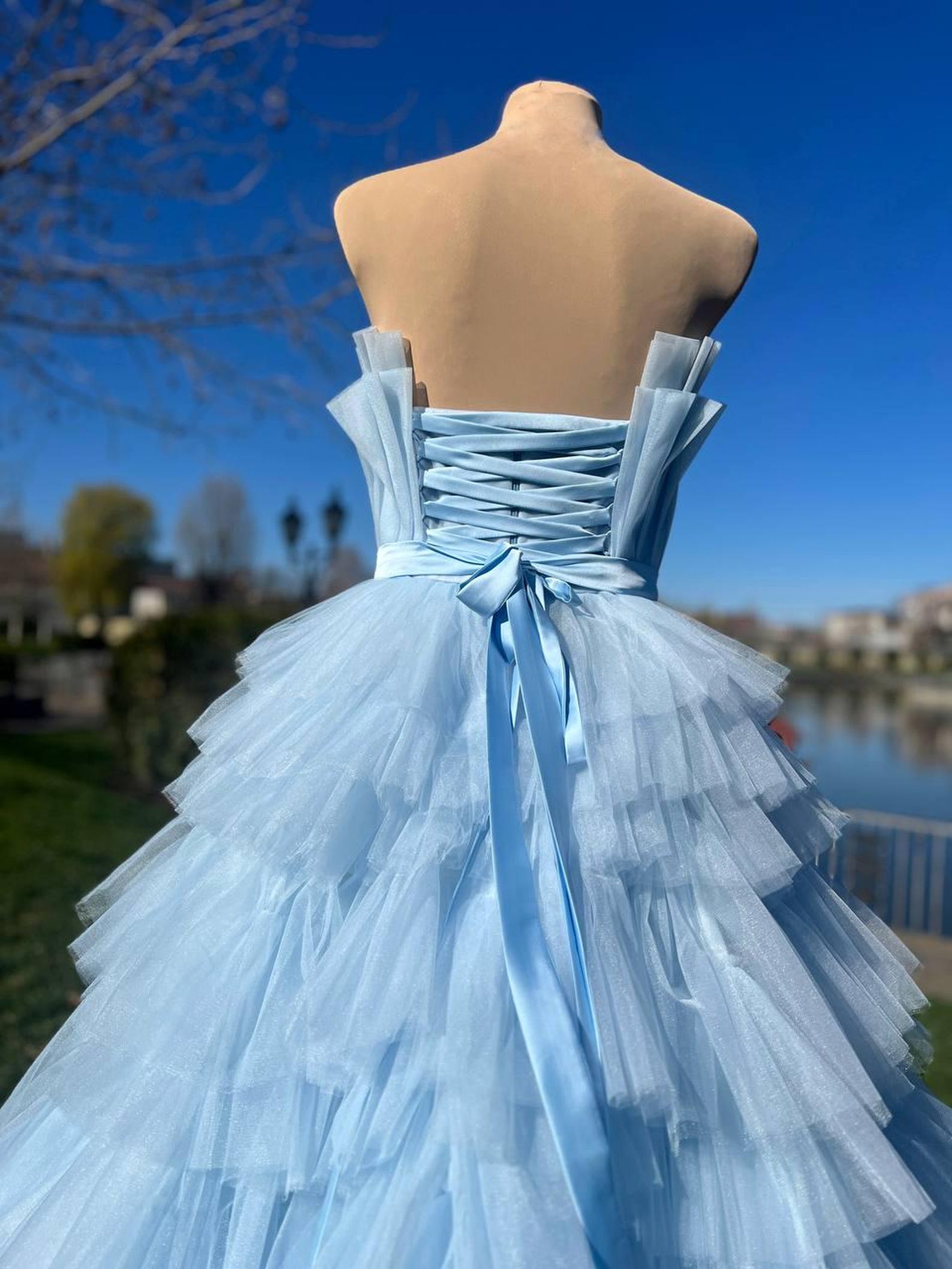 Gorgeous Sick Fluffy Blue Dress,light Blue Ball Gown,multilayer Corset ...
