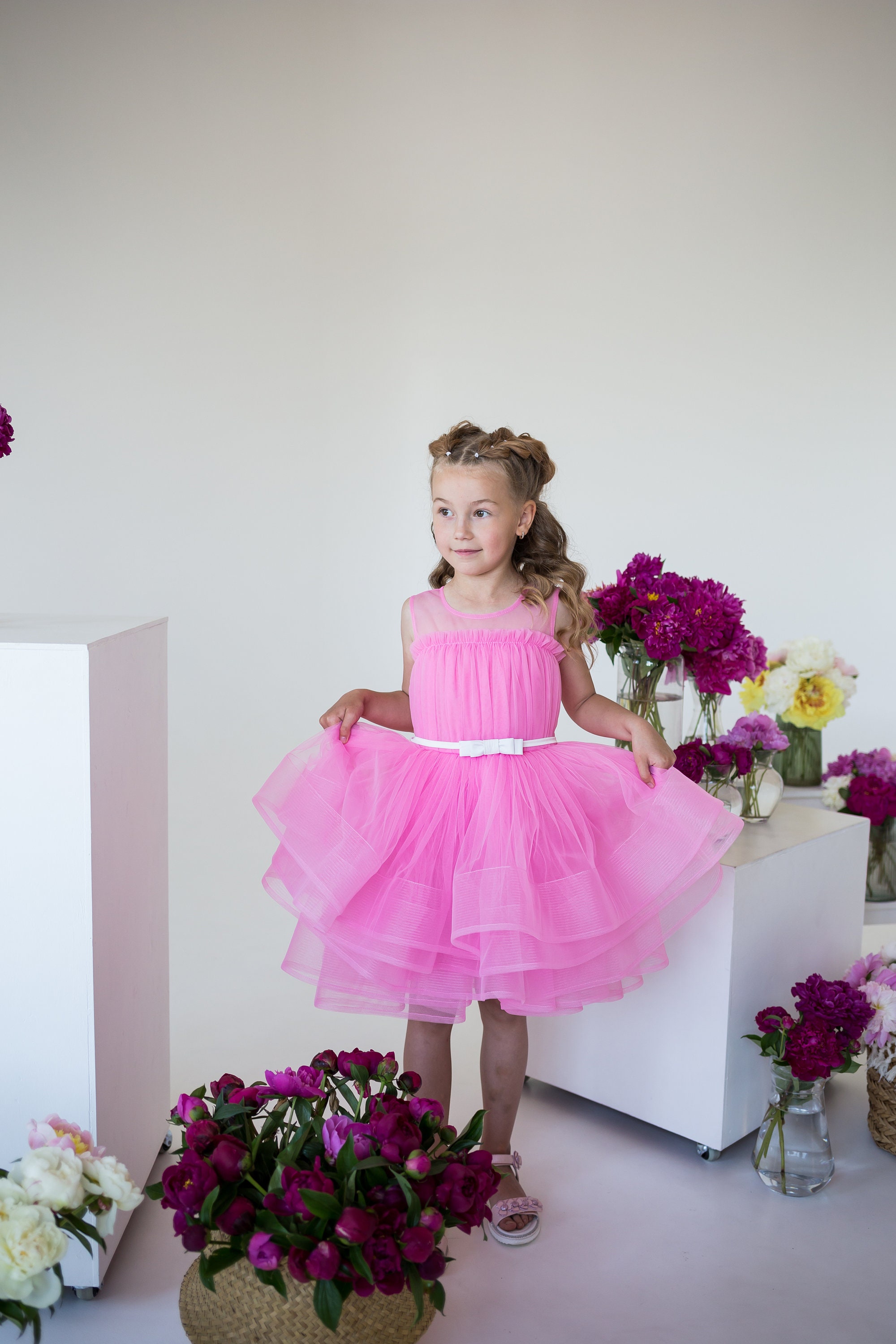 Flower Girl Fluffy Pink Tulle Dress Baby Pink Dress Dresses - Etsy