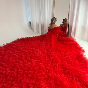 Red Long Dress.fire Dress for a Photo Shoot,endless Fluffy Trail,lots ...