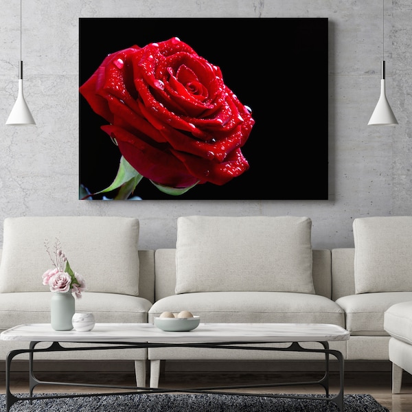 Red Rose Canvas Art - Etsy