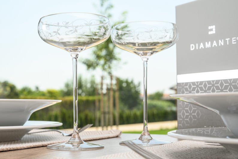 Two Arabesque Champagne Saucers | Etsy