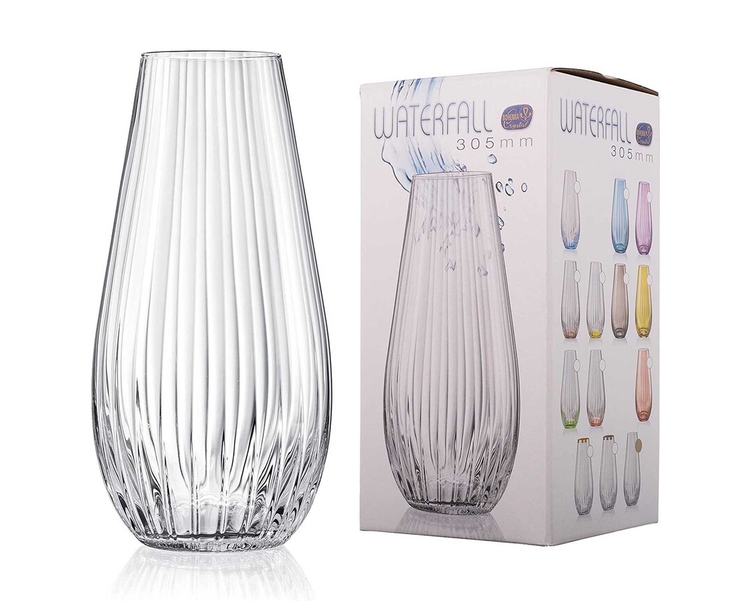 Crystal Vase - "waterfall" - Lead Free Crystal Glass Vase - Great for ...