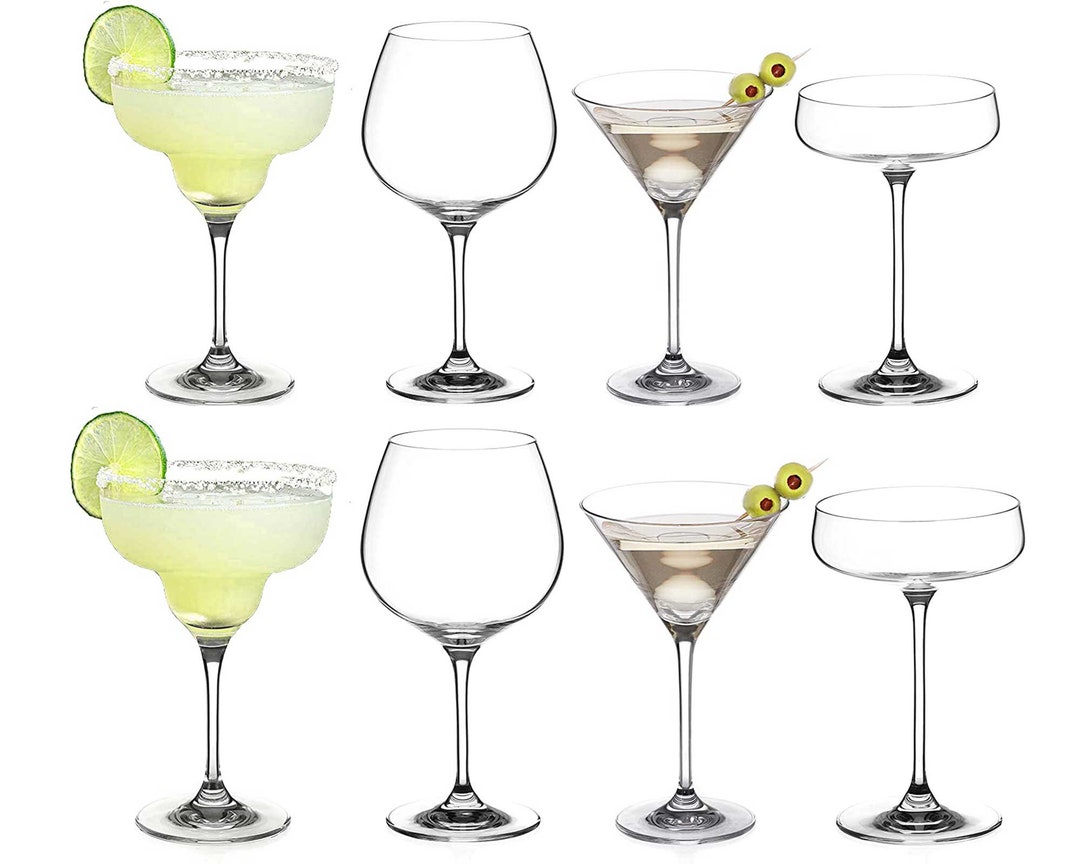 DIAMANTE 8 Piece Party Cocktail Glasses Set Bundle - Martinis, Gin ...