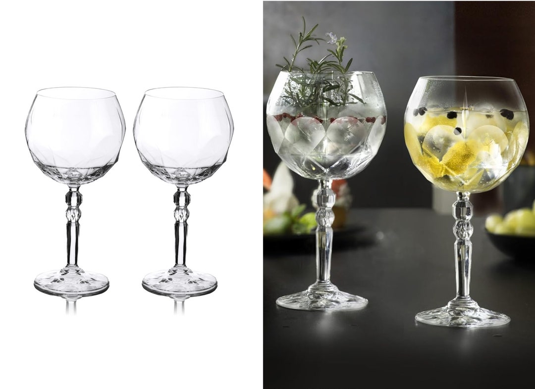 DIAMANTE Gin Copa Glasses Pair 'mixologist' - Crystal Gin Glasses Set ...