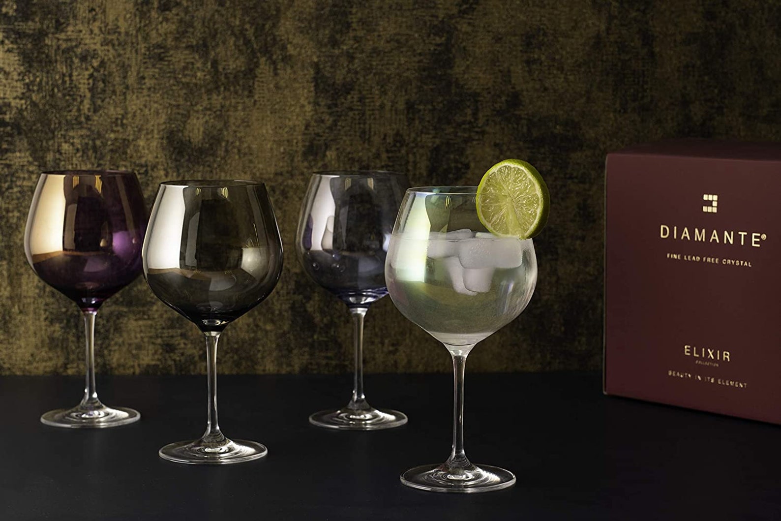 DIAMANTE Crystal Coloured Gin Copa Glass Set Set of 4 Mixed | Etsy